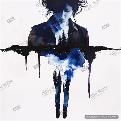 Ai创作图创意插画时尚泼墨画 炫彩墨笔刷人物插画 创意海报水墨写意人物 水墨时尚个性创意 女性插画绘画时尚彩绘 蓝色德国意境水墨 蓝色重彩水墨装饰画 水彩时尚创意高端高档 头发飘逸时尚水彩画