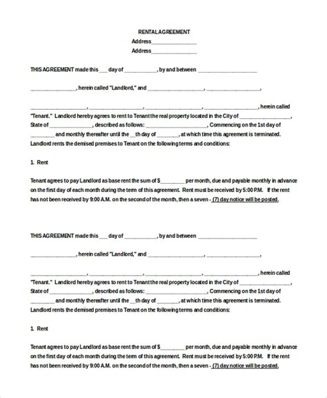Apartment Rental Agreement 8 Free Word Pdf Documents Download