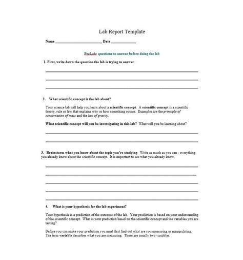 Science Experiment Report Template