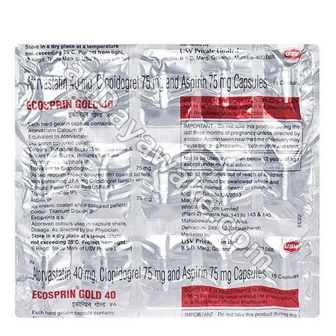 Ecosprin Gold 40 Mg Enhanced Cardiovascular Support