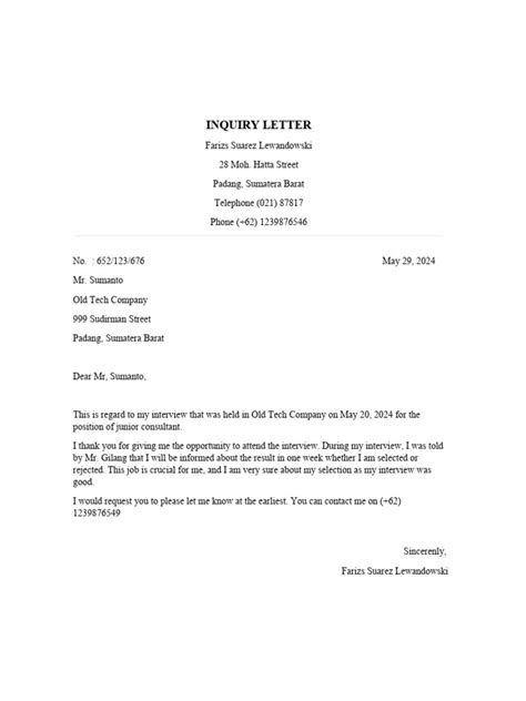Inquiry Letter Pdf