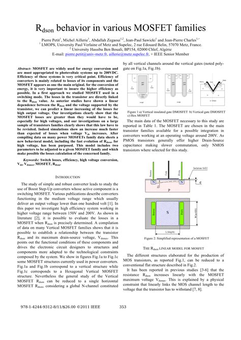 Pdf Rdson Behavior In Various Mosfet Families