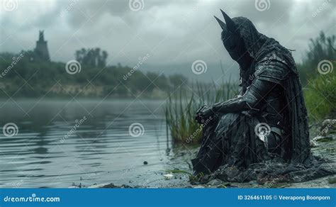 Anubis In A Moment Of Reflection By The Nile His Armor And Sword Set Aside Pondering The Fate Of