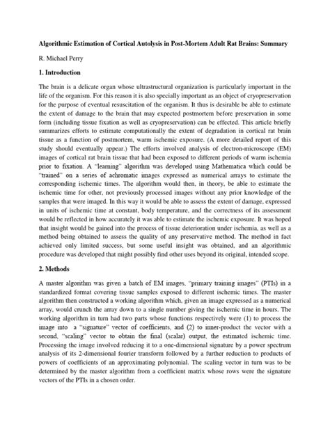 Algorithmic Estimation Of Cortical Autolysis In Post Mortem Adult Rat