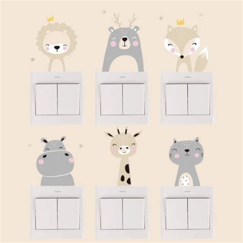 6 шт компл цветные наклейки в стиле бохо с милой улыбкой мультяшными животными наклейки на