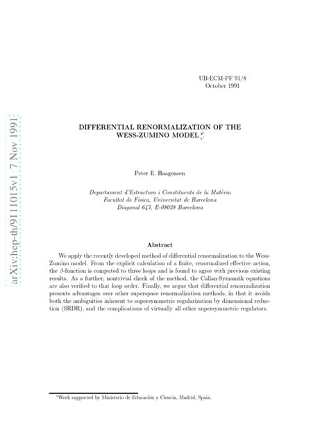 Differential Renormalization Of The Wess Zumino Model Pdf