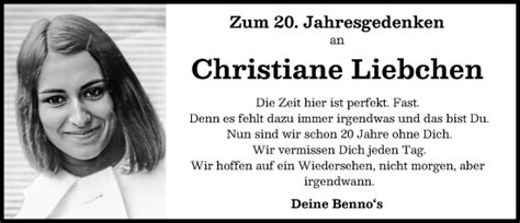 Traueranzeigen Von Christiane Liebchen Augsburger Allgemeine Zeitung