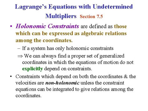 Lagranges Equations With Undetermined Multipliers Section 7 5