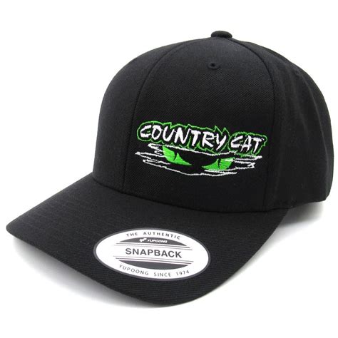Country Cat Snapback Hat Black And Green Cc 5004