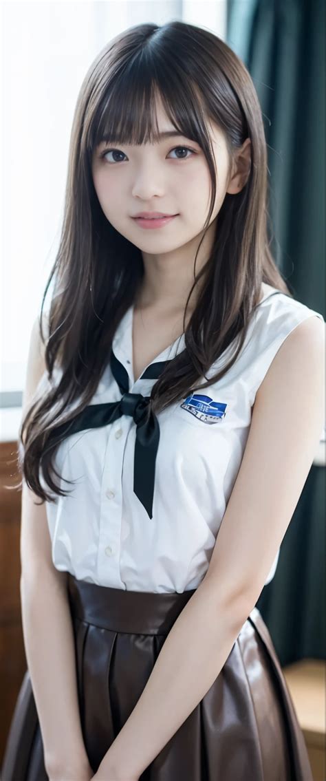 白いシャツと茶色のスカートを着た女性の接写 SeaArt AI