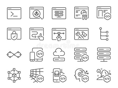 Software Development Icon Set It Included Icons Such As Code Editor Coding Mobile App