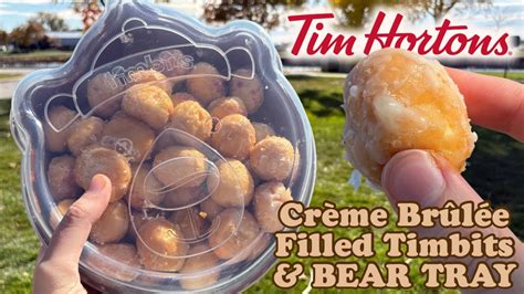 Tim Hortons New Crème Brûlée Timbits And Bear Tray Taste Test Youtube
