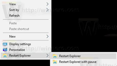 Add Restart Explorer Context Menu In Windows 10