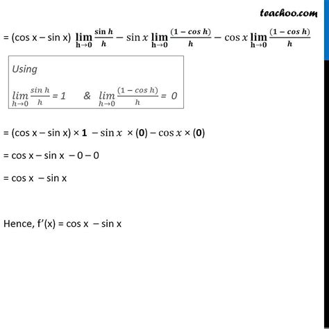 Find Derivative By First Principle F X Sin X Cos X Video