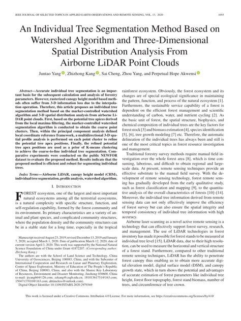 PDF An Individual Tree Segmentation Method Based On Watershed Algorithm And D Spatial