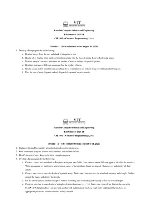 bcse103e slowlearners tutorial fall2023 24 pdf method computer programming matrix