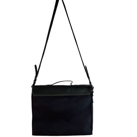 Preppy Dark Academia Black Leather Messenger Bag Sat… Gem