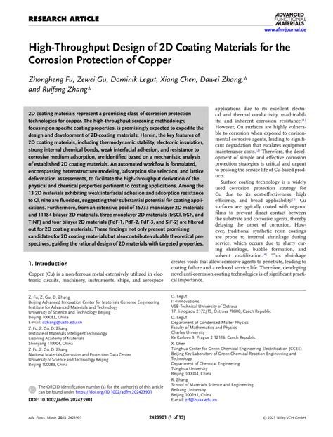High‐throughput Design Of 2d Coating Materials For The Corrosion