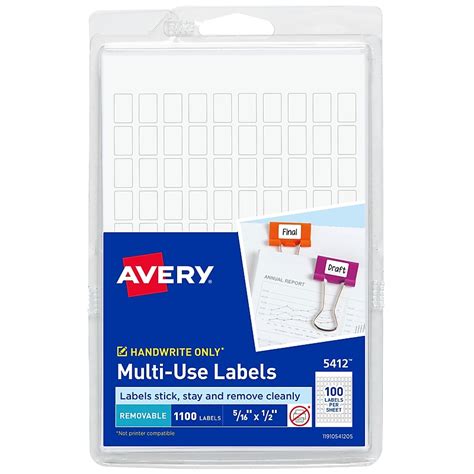 Avery Multipurpose Labels 516 X 12 White Non Printable 1100