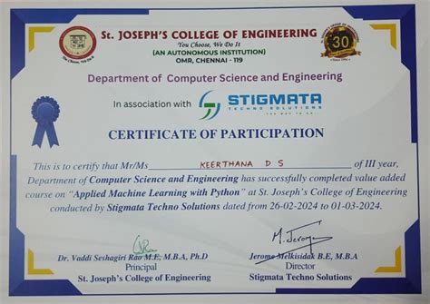 Keerthana Ds On Linkedin Machinelearning Stjosephscollegeofengineering Stigmatatechnosolutions