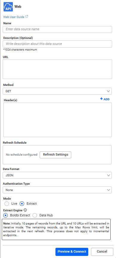 Connect To Web Data Source Cloud Bi Dashboard Designer