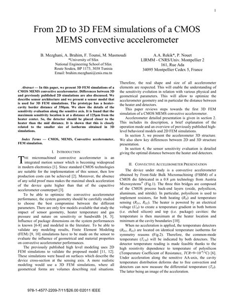 pdf from 2d to 3d fem simulations of a cmos mems convective accelerometer
