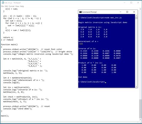 Matrix In Using Javascript Demo James D Mccaffrey
