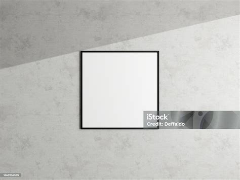 흰 벽에 걸려 있는 최소한의 포스터 액자 모형 빈 프레임 모형입니다 깨끗하고 현대적이며 최소한의 프레임 3d 렌더링 0명에 대한
