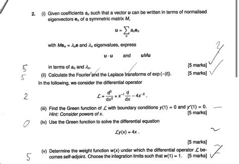 solved i given coefficients an such that a vector u can be