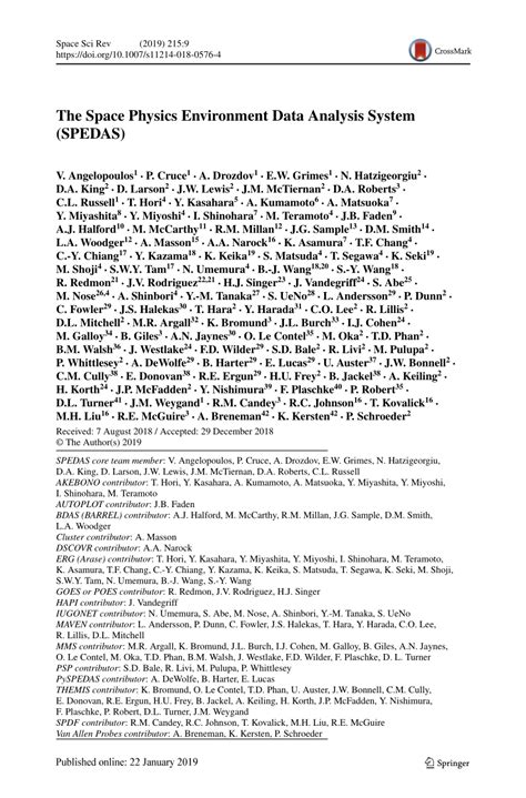 Pdf The Space Physics Environment Data Analysis System Spedas