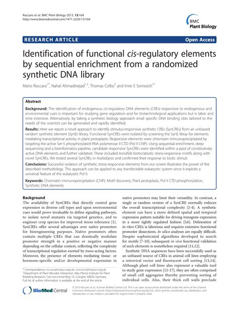Pdf Identification Of Functional Cis Regulatory Elements By Sequential Enrichment From A