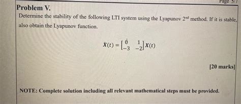 Solved Problem V. Determine the stability of the following | Chegg.com