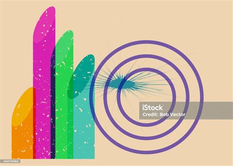 트렌디한 리소 그래프 디자인의 기하학 개체입니다 다채로운 기하학적 모양 요소 리소그래프 인쇄 텍스처 스타일입니다 개념에 대한 스톡 벡터 아트 및 기타 이미지 Istock