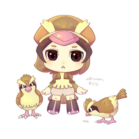 Chiuanzhang Pidgey Nintendo Pokemon 1girl Bird Brown Eyes Brown