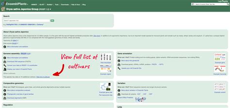Finding Comparative Genomics Data For Cultivars In Ensembl Plants Demo