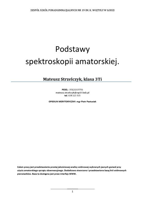 Mateusz Strzelczyk Podstawy Spektroskopii Amatorskiej By Piotr Pastusiak Issuu