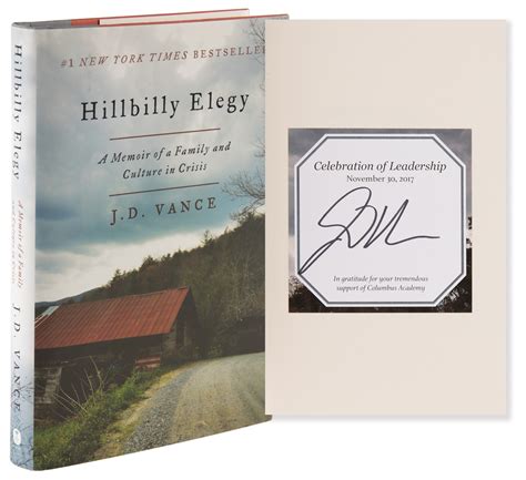 J D Vance Signed Book Hillbilly Elegy Rr Auction