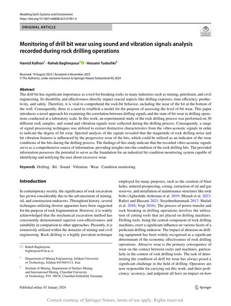 Monitoring Of Drill Bit Wear Using Sound And Vibration Signals Analysis Recorded During Rock