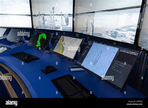 Modern Ship Control Panels The Captain Bridge Equipment As A Part Of