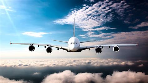 Wallpaper Passenger Plane Front View Flight Clouds 3840x2160 Uhd 4k Picture Image
