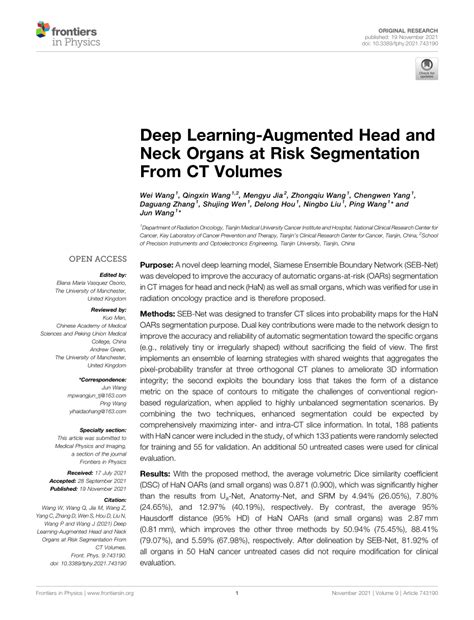 Pdf Deep Learning Augmented Head And Neck Organs At Risk Segmentation
