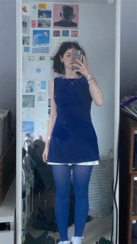 Sixth Form Cute 60 Inspired Shift Velvet Royal Blue Mini Dress Fun