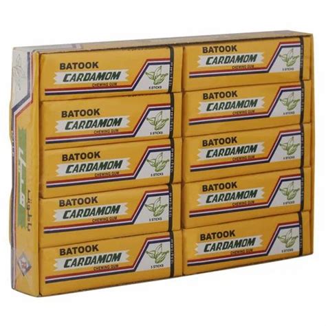 Yellow Rectangular Batook Cardamom Chewing Gum Packaging Type Box