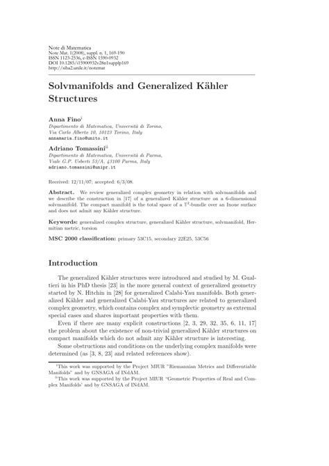 Pdf Solvmanifolds And Generalized Kähler Structures