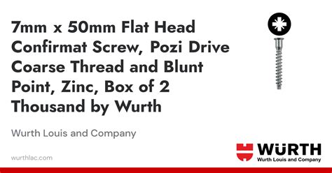 7mm X 50mm Flat Head Confirmat Screw Pozi Drive Coarse Thread And