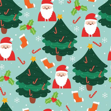 Dibujos Animados De Patrones Sin Fisuras Santa Y árbol De Navidad