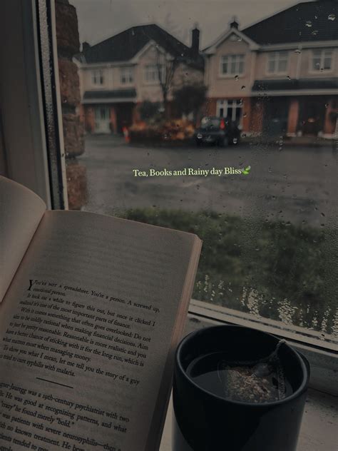 “cozy Rainy Day Vibes With A Book And Tea” Rain And Books Book On A