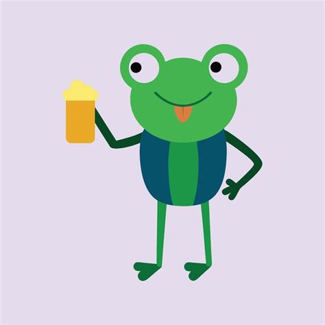 Happy Frog Drinking Beer Cartoon Illustration Design 54335726 Vector