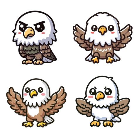 Premium Vector Set Cute Collection Cartoon Mascot Cute Eagle Vector