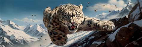Premium Ai Image Snow Leopard Navigating Rocky Terrain Perfectly Adapted To Its Surroundings